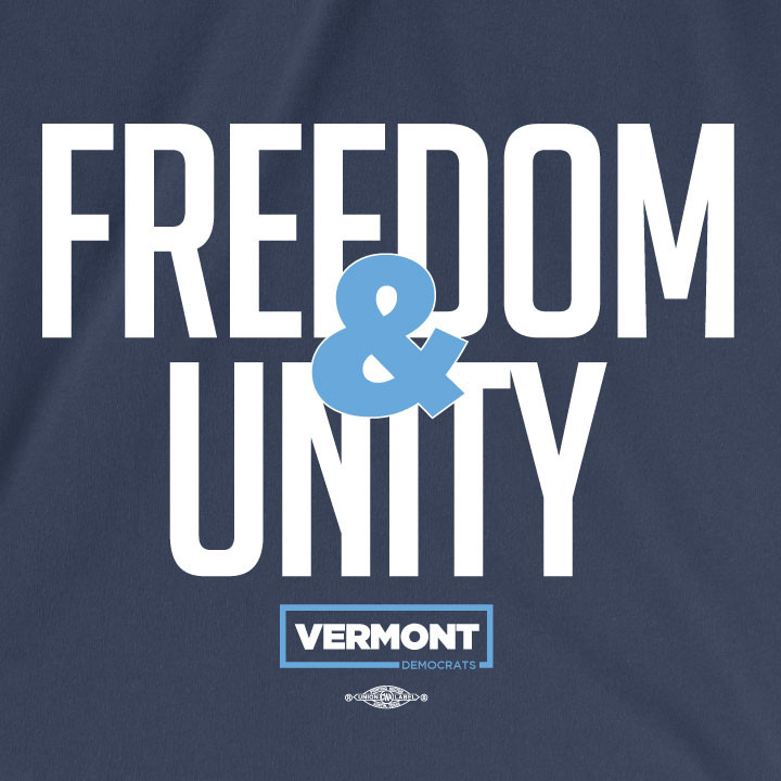 Freedom And Unity (Unisex Navy Tee) - Vermont Democratic Party Webstore