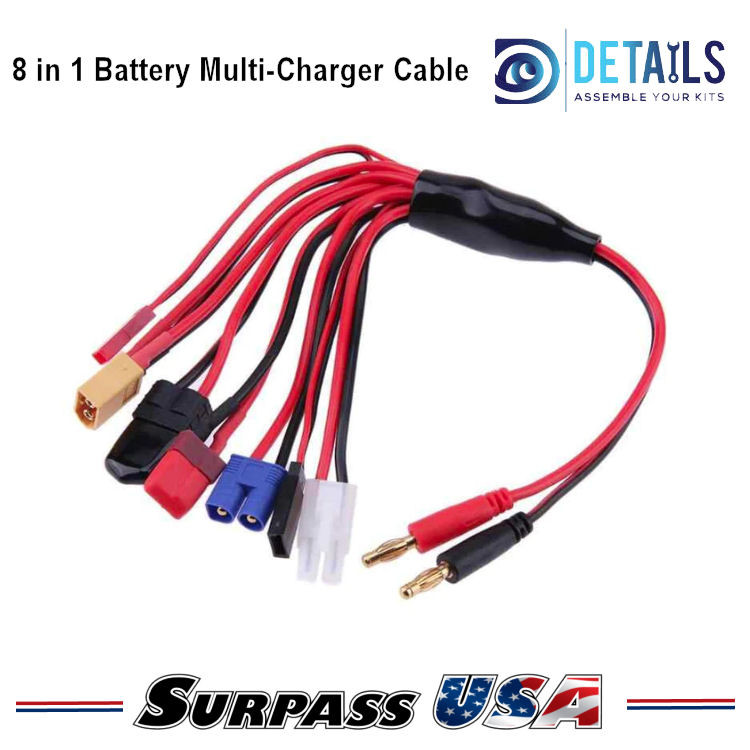 Surpass USA | Hi-Performance Lipo Battery Charge Cable for 2-4 Cell ...