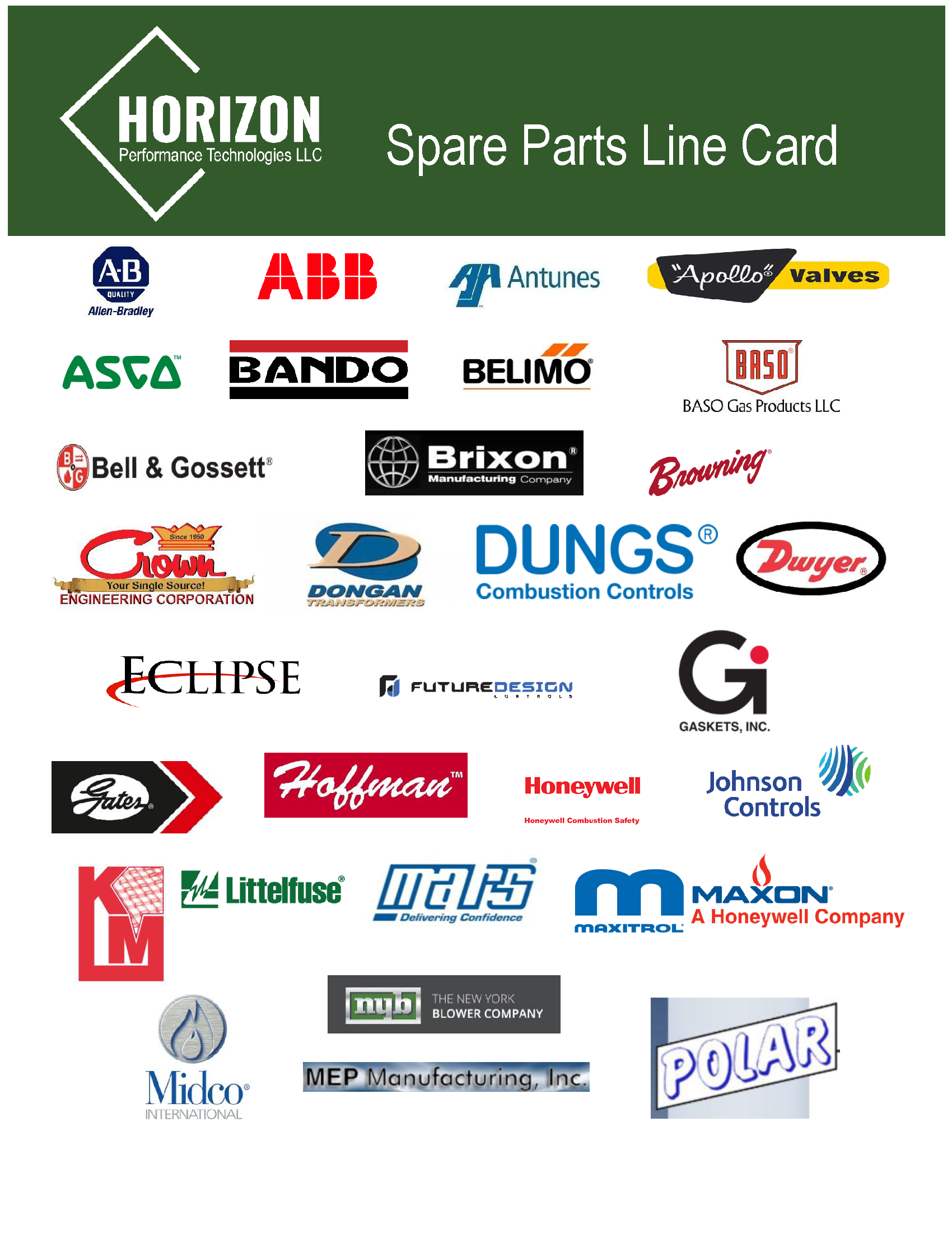 Horizon Performance Technologies Spare Parts Line Card - Horizon ...
