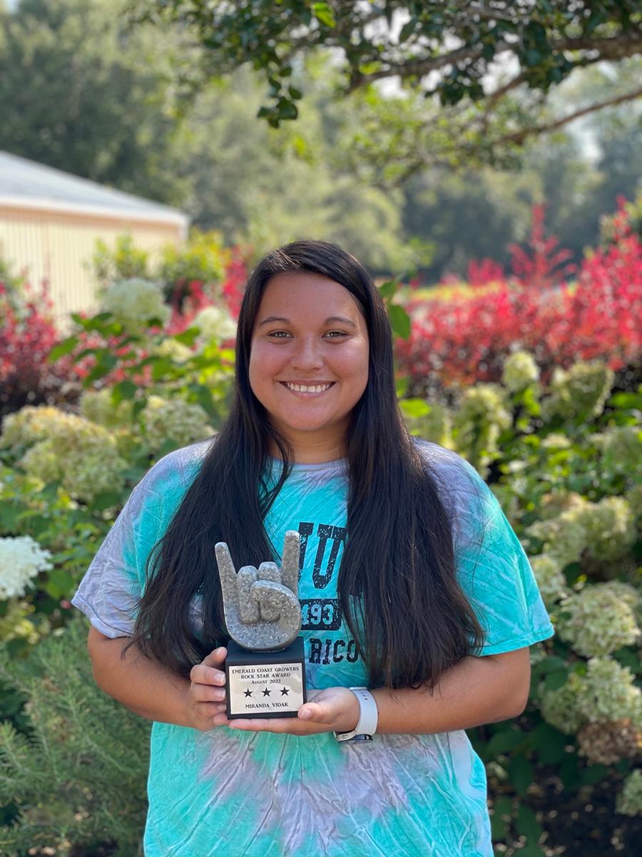 Meet Our August 2022 Rock Star . . . Miranda Vidak - Emerald Coast Growers