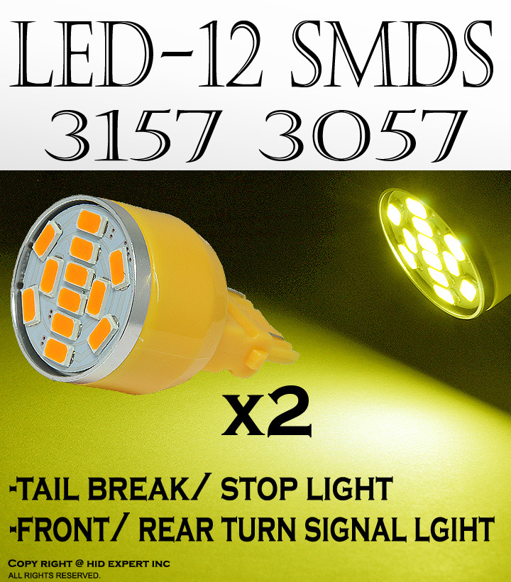 12 LED 3056, 3156, 3157, 3356, 3456 AMBER Front Turn Singal Light Bulbs ...