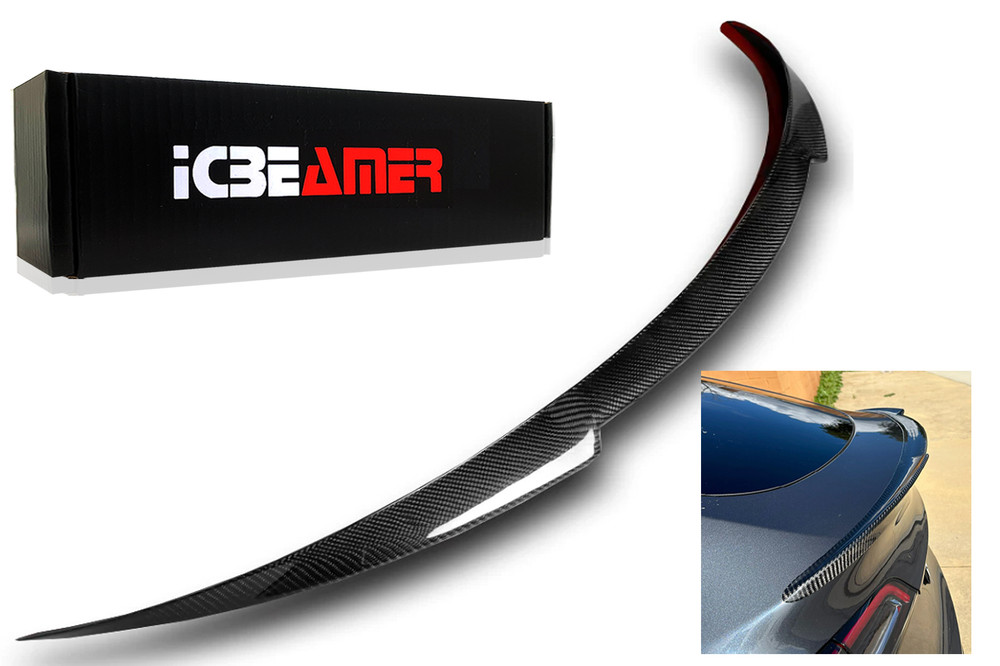 ICBEAMER 100% Real Dry Carbon Fiber Rear Spoiler JDM Style V Wing ...