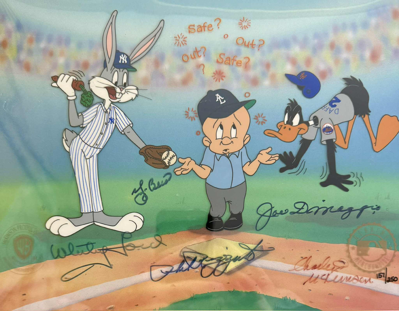 NY Yankees - WB Signed hand painted cartoon cell. Joe DiMaggio
