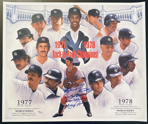 New York Yankees "Back To Back Champs" 1977-78 Fine Art Lithograph By ...