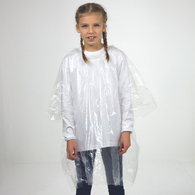 Kids emergency hooded plastic poncho - Matrix Workwear