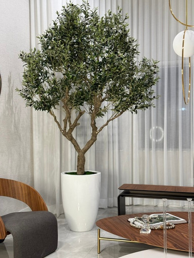 Artificial 98" Olive Tree In Glossy White Ben Planter - CFA Design Group
