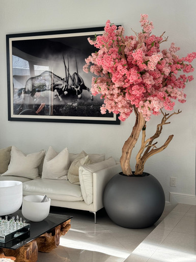 Matte Gun Metal Globe with Custom Made Two Tone Made Cherry Blossom ...