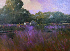 "Loose Strife & Purple Sky" - 12" X 16" Oil on Masonite