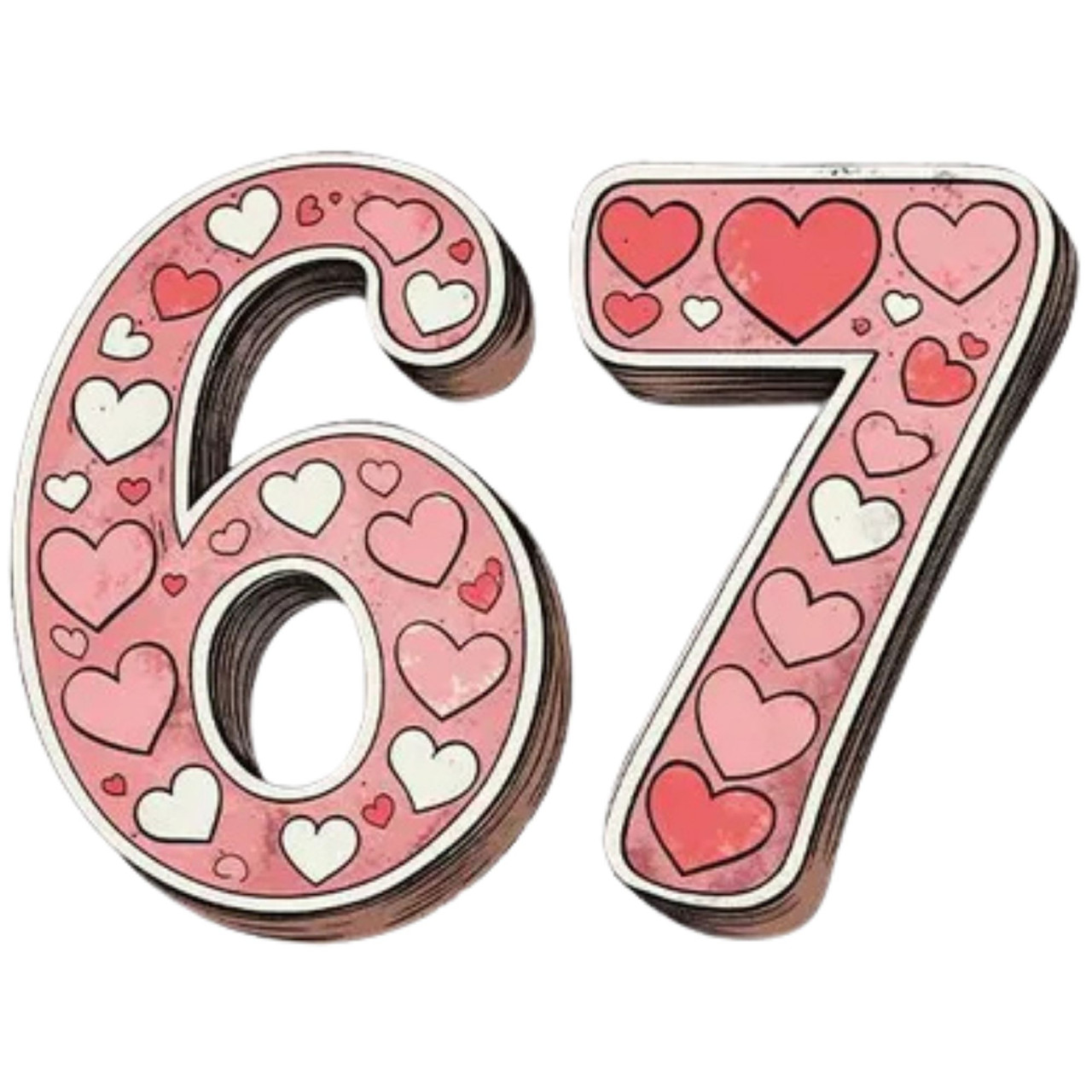 (2 Qty) Six Seven Numbers Hearts DTF transfer - Texas Rhinestone