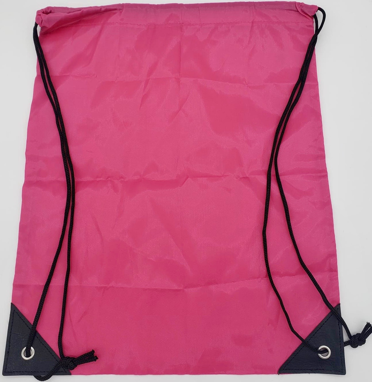 Drawstring Nylon Tote Bag 16"W x 15"H x 2.5"(Fuchsia) - Texas Rhinestone