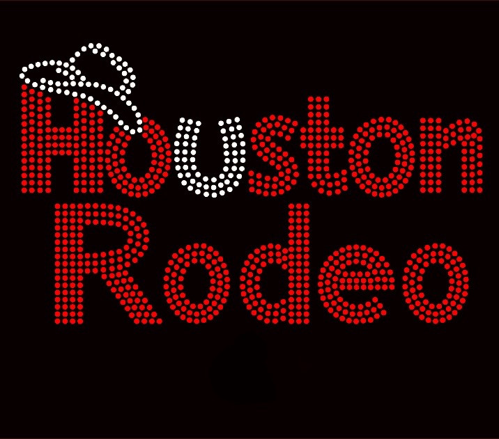 Houston Rodeo Red Rhinestone Transfer Iron On - Texas Rhinestone