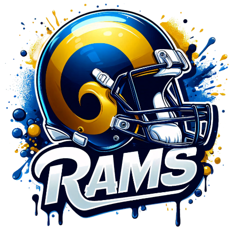 (2 qty) LA RAMS Helmet Paint Splash FOOTBALL SPORTS - custom DTF ...