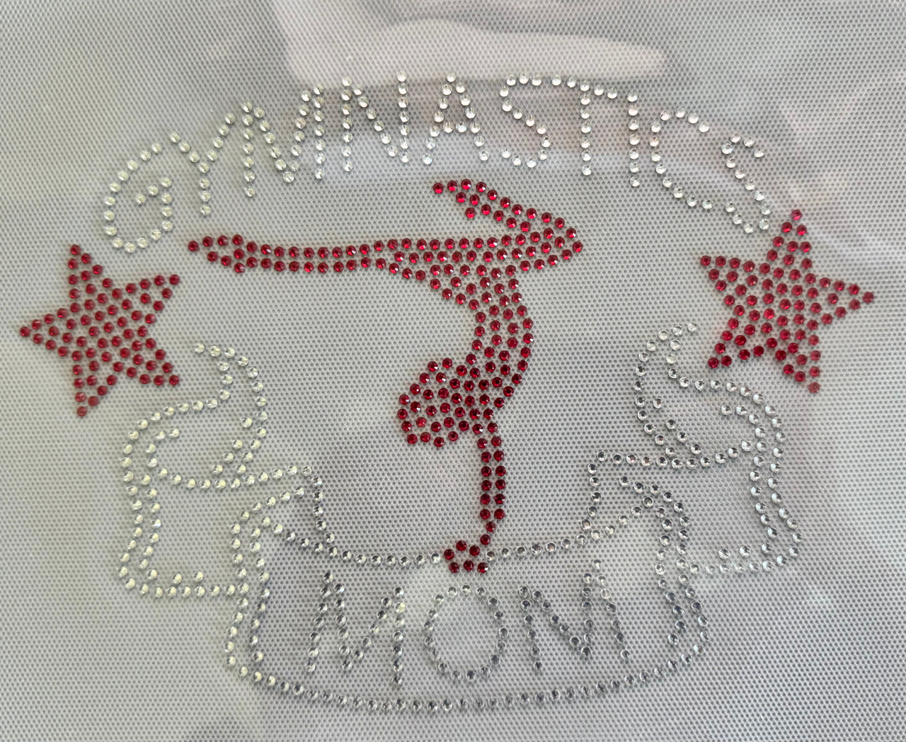 Gymnastics Mom Banner red star Girl Rhinestone Transfer - Texas Rhinestone