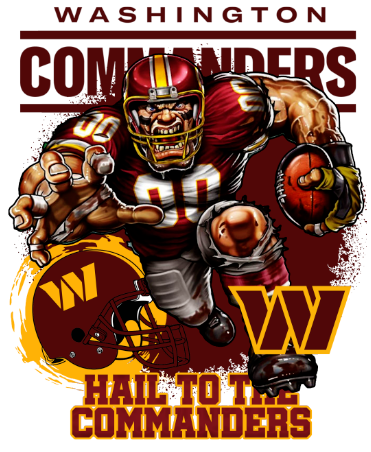COMMANDERS Player cartoon character - custom sports DTF transfer ...
