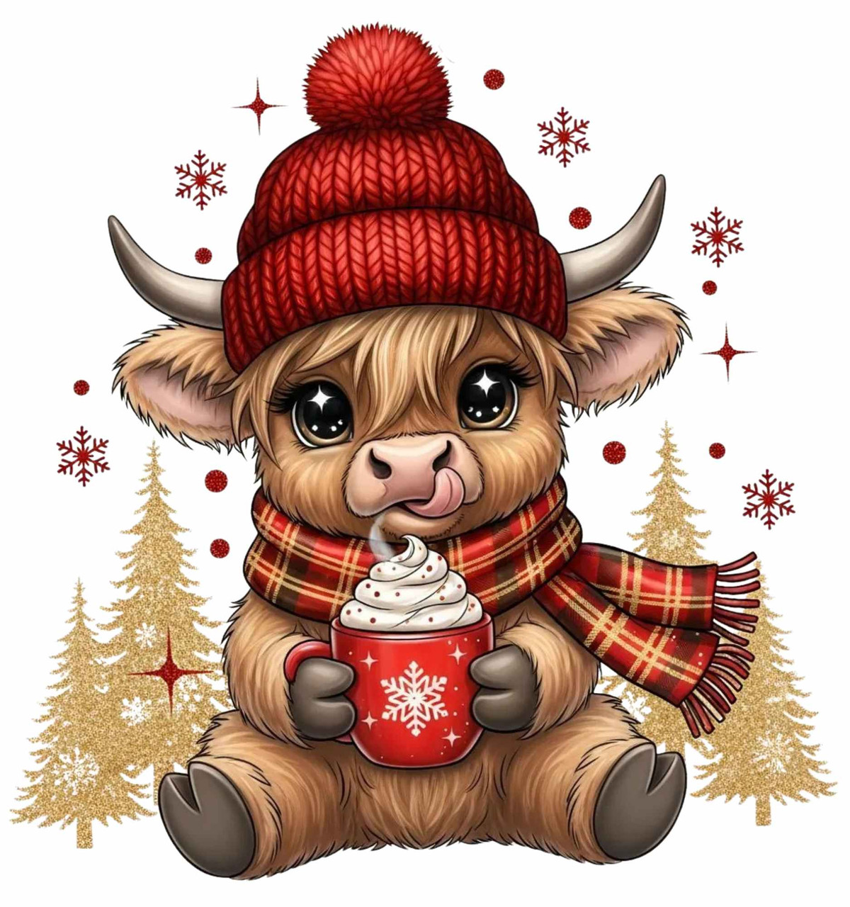 (2 Qty) Cute Christmas Cow DTF transfer - Texas Rhinestone
