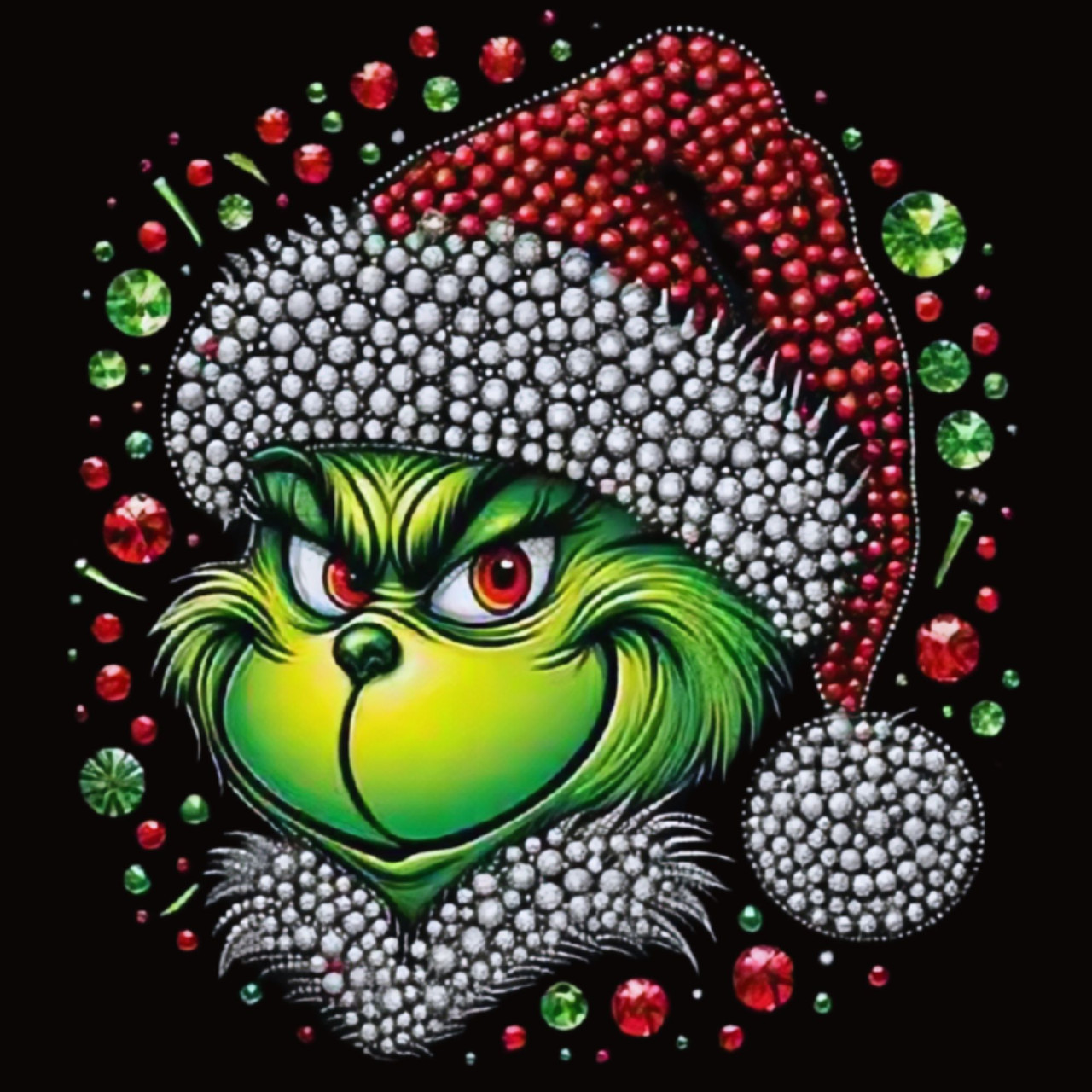 (2 Qty) Happy Rhinestone Grinch Christmas DTF transfer - Texas Rhinestone