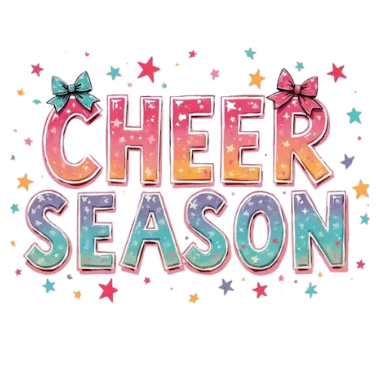 (2 Qty) Cheer Season Colorful DTF transfer - Texas Rhinestone