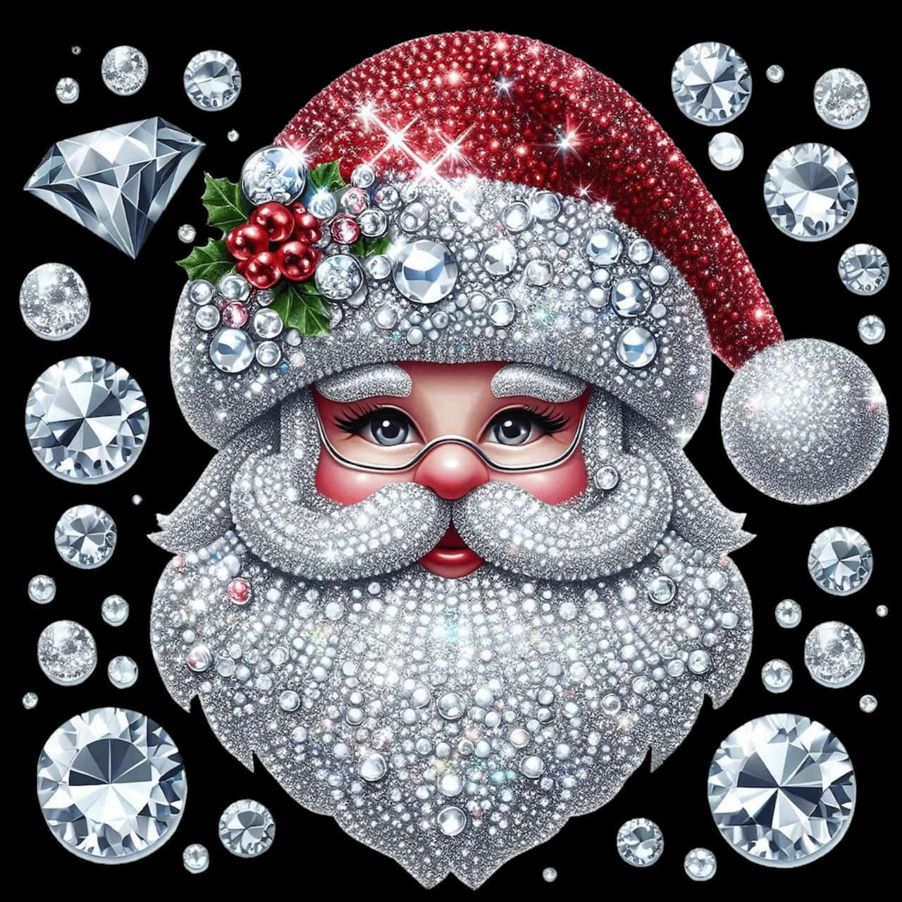 (2 Qty) Rhine Stone Santa Claus DTF transfer - Texas Rhinestone