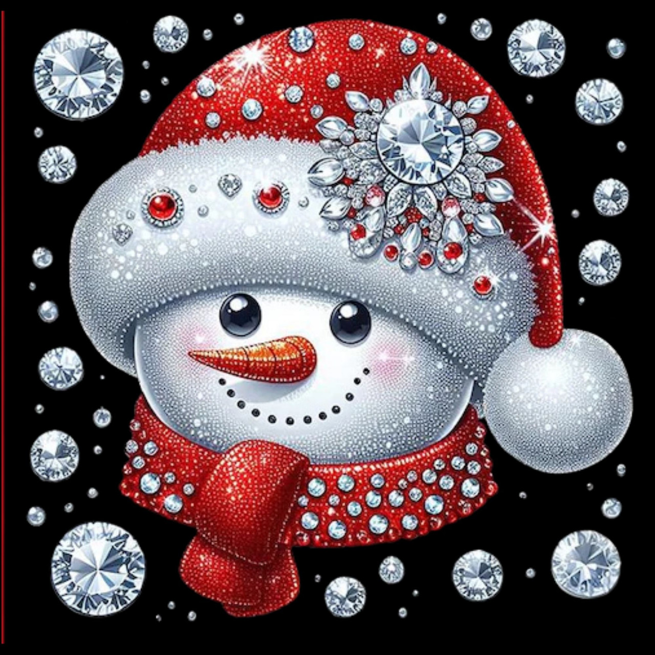 (2 Qty) Rhine Stone Red Cap Snowman DTF transfer - Texas Rhinestone