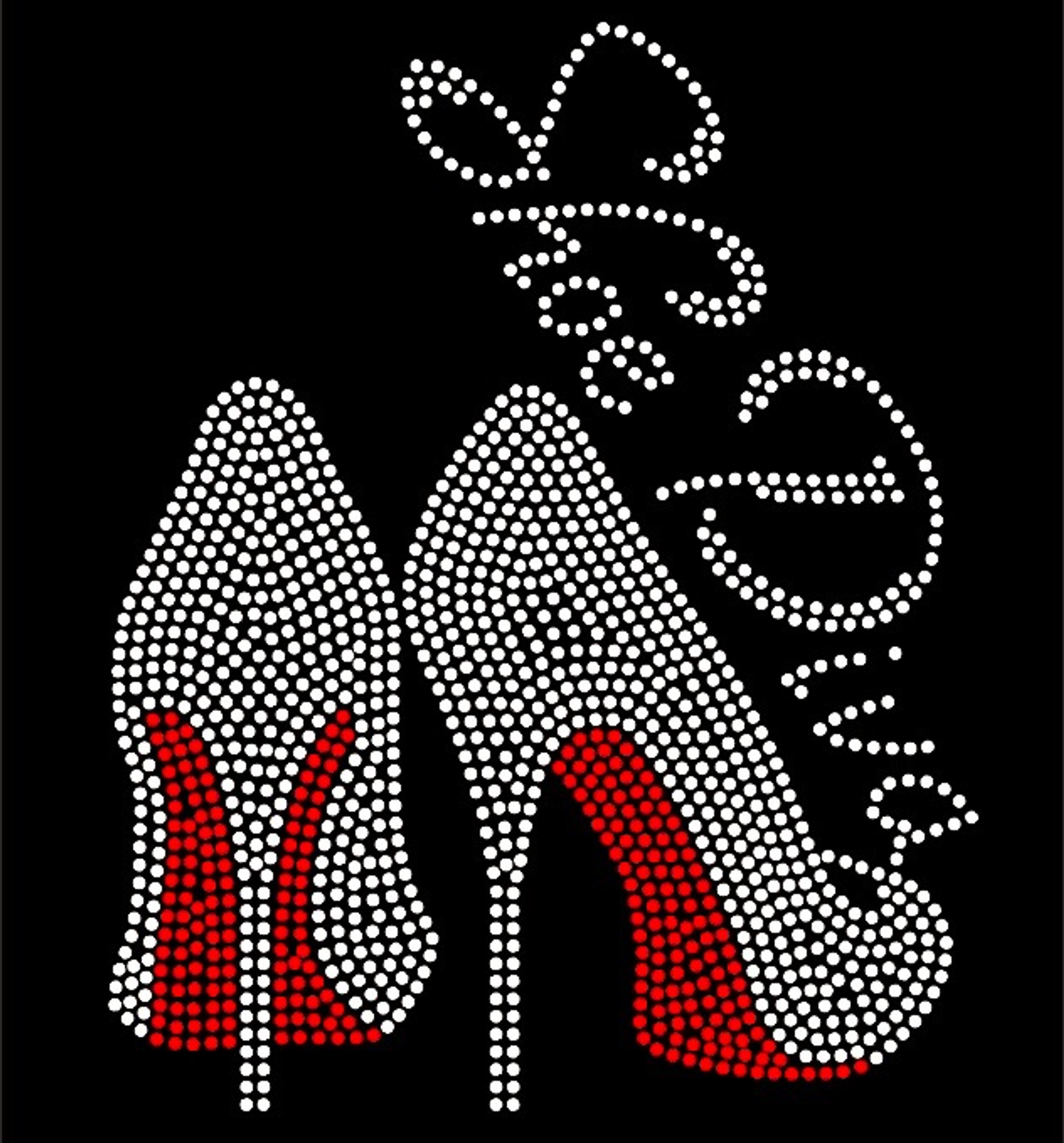 Shoe Diva Heels Stiletto Red Rhinestone Transfer Texas Rhinestone