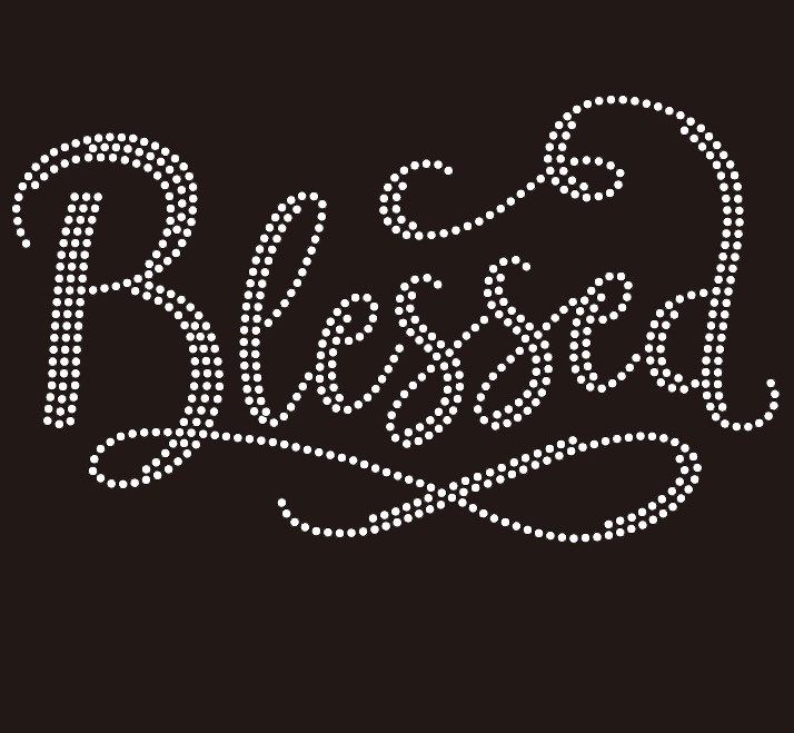 IM Blessed (Silver) - custom Rhinestone Transfer - Texas Rhinestone