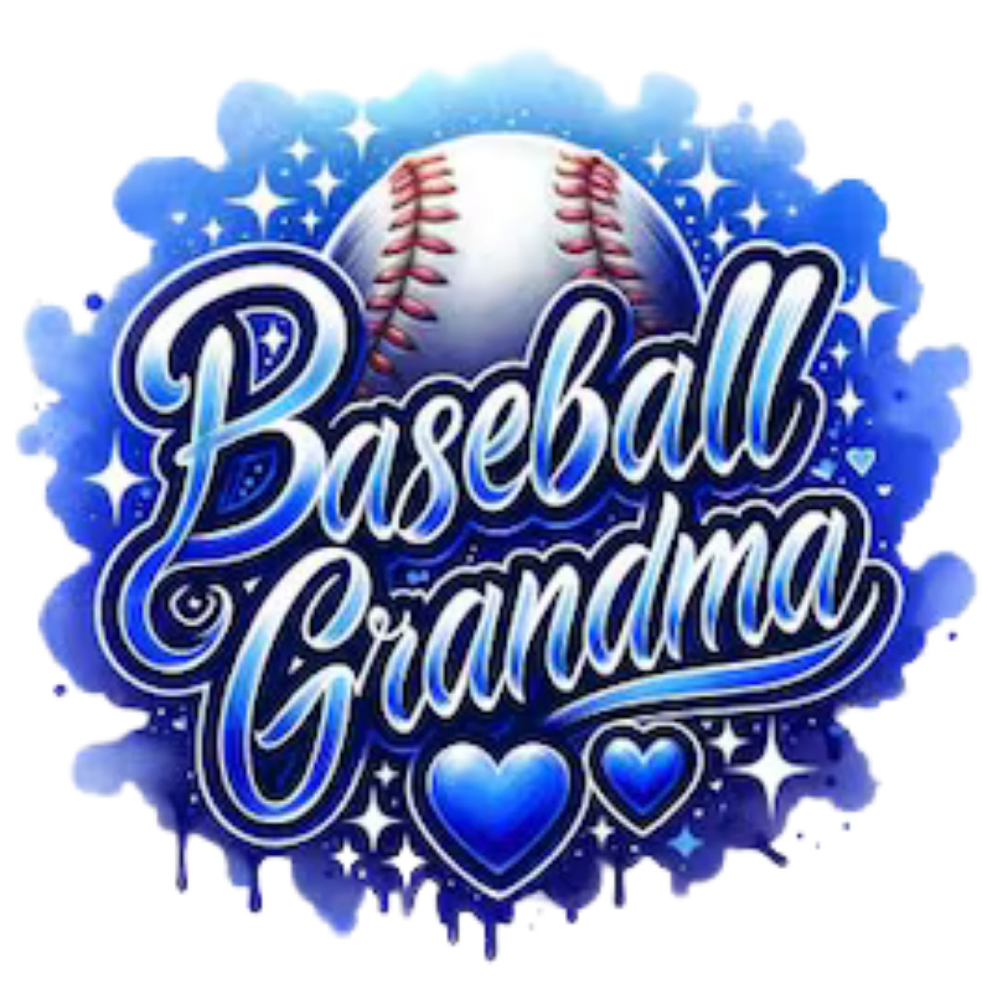 (2 Qty) Baseball Ball Grandma Blue Glitter DTF transfer - Texas Rhinestone