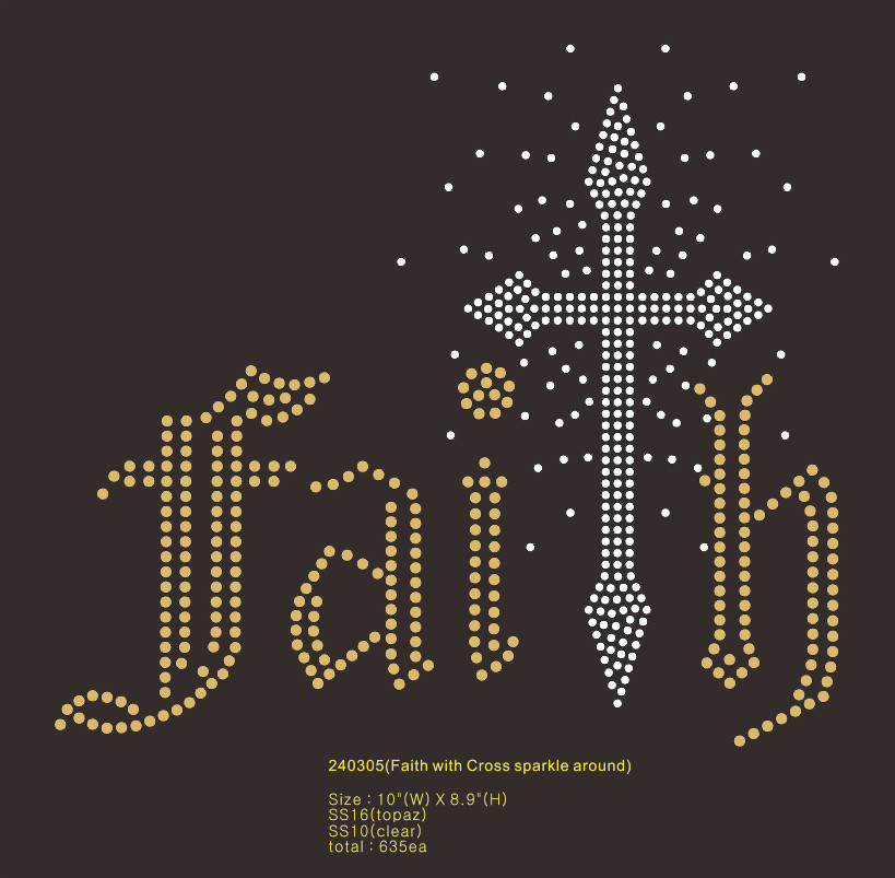 Faith with Cross (sparkle around cross) - custom Rhinestone Transfer ...