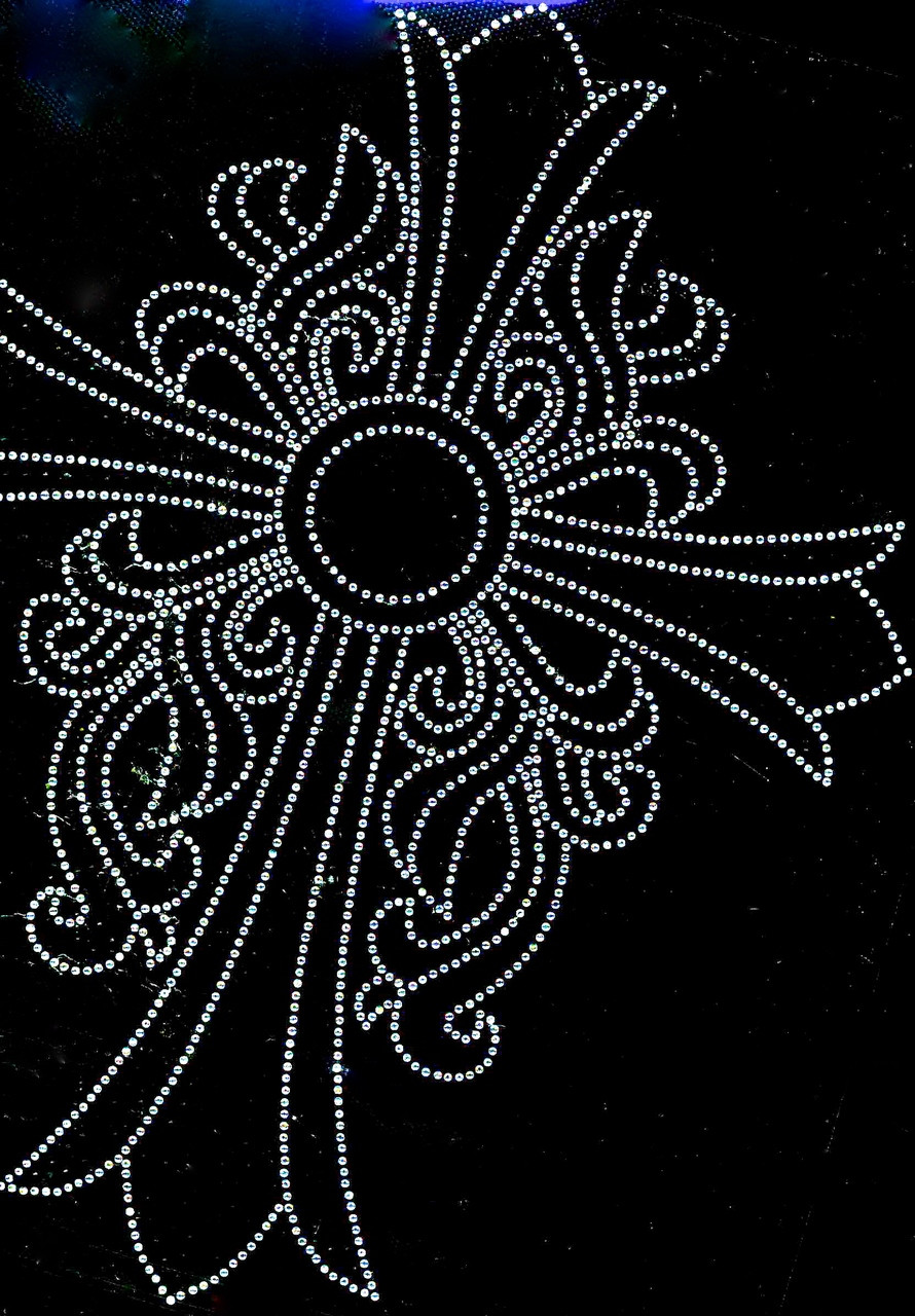 Cross Ceramic Spray Blue Religious Rhinestone transfer iron on - Texas ...