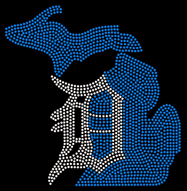 Michigan Detroit D in Map Rhinestone Transfer - Texas Rhinestone