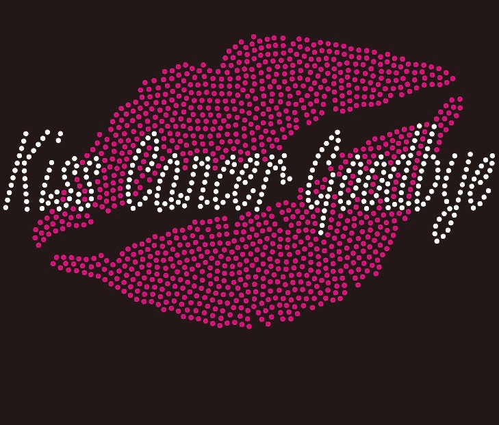 (New) Kiss Cancer Goodbye over Lip Cancer Awareness Rhinestone Transfer ...
