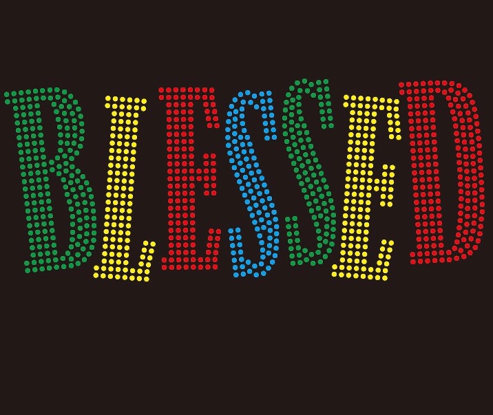 BLESSED Words (four colors) Rhinestone transfer - Texas Rhinestone