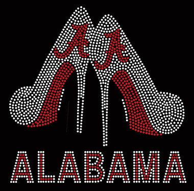 Alabama with 2 red Heels shoe Rhinestone Transfer - Texas Rhinestone