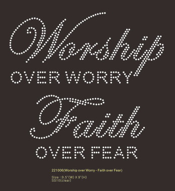 Worship over Worry custom Rhinestone Transfer - Texas Rhinestone