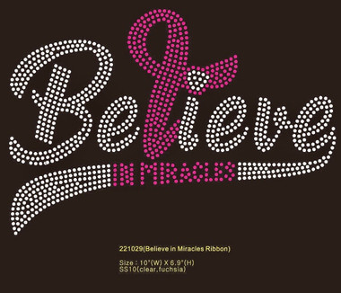 Believe in Miracle Ribbon Cancer Awareness Rhinestone Transfer - Texas ...