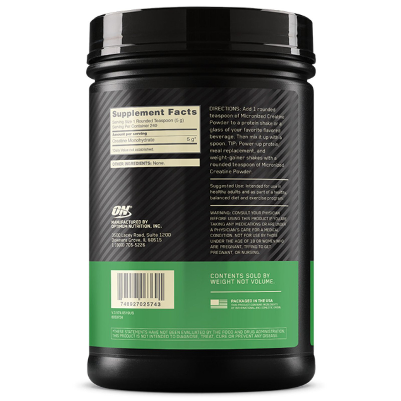 Optimum Nutrition, Micronized Creatine Powder, Unflavoured
