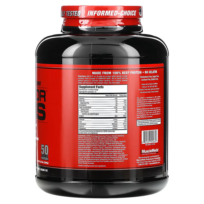 MUSCLEMEDS Carnivor Mass - 100% Beef Protein Mass Gainer 6 lbs (2.72 kg)
