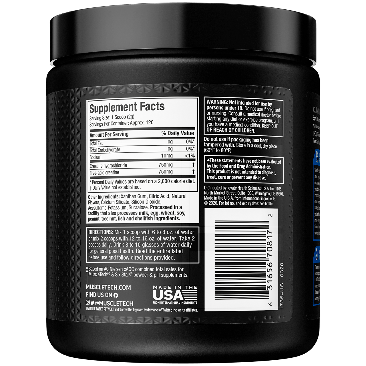 MuscleTech Creactor, Max Potency Creatine Powder, Micronized Creatine ...