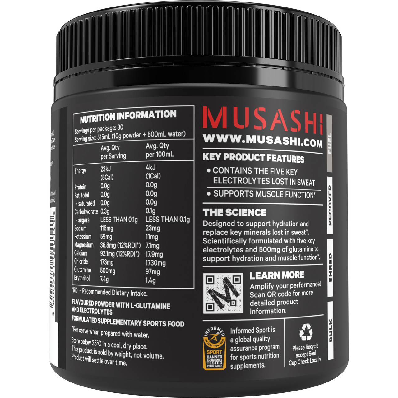 Musashi Electrolytes Replenisher, 300g