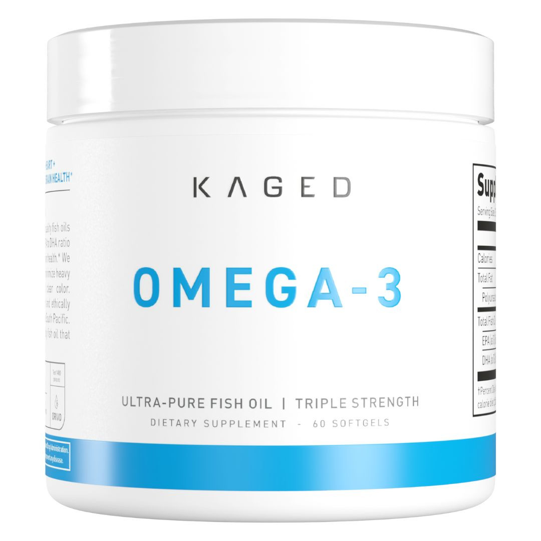 KAGED MUSCLE, Omega 3 Fish Oil Supplements; 3000 mg , Omega 3 60 Softgels