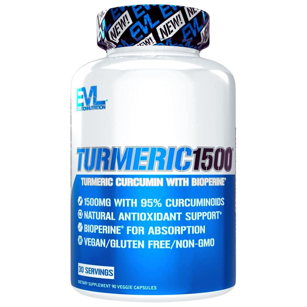 EVLUTION NUTRITION Turmeric Curcumin 1500 mg Joint Support, 90 Capsules