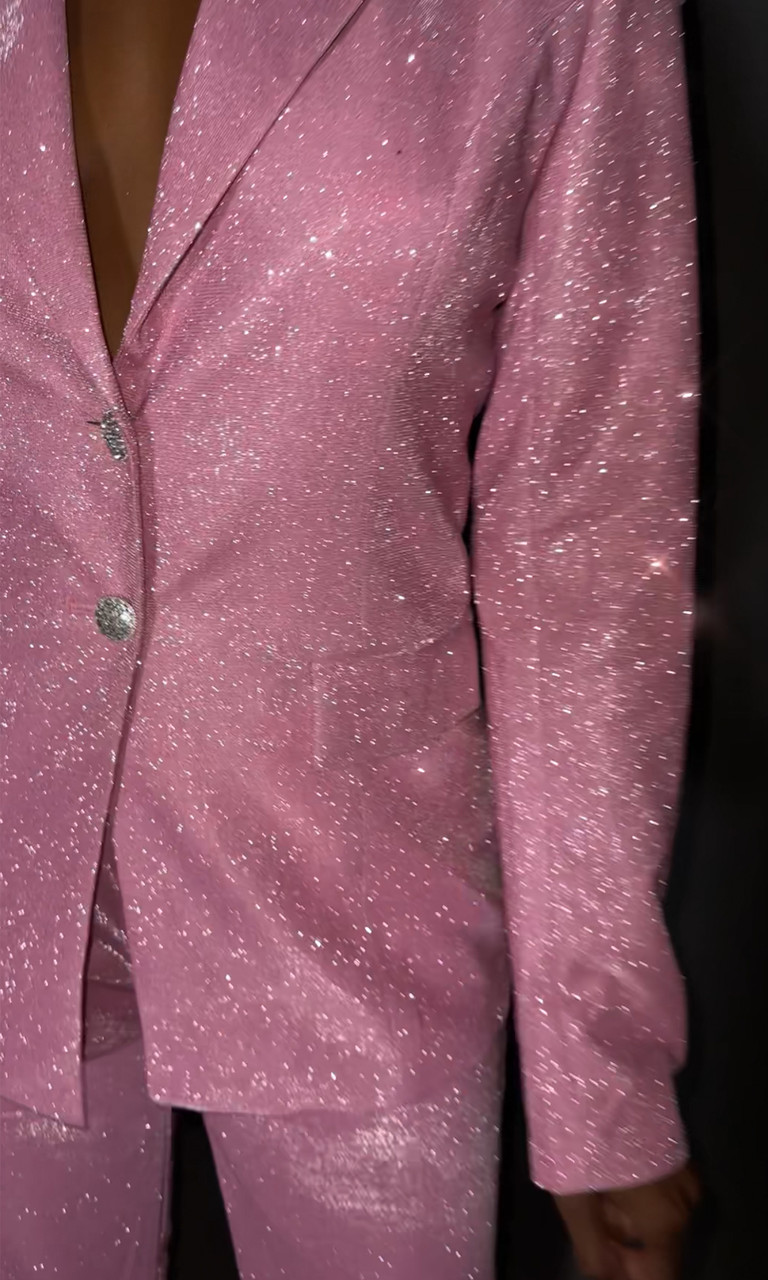 Tall Women's Pink Glitter Blazer |Tall Women's Clothing