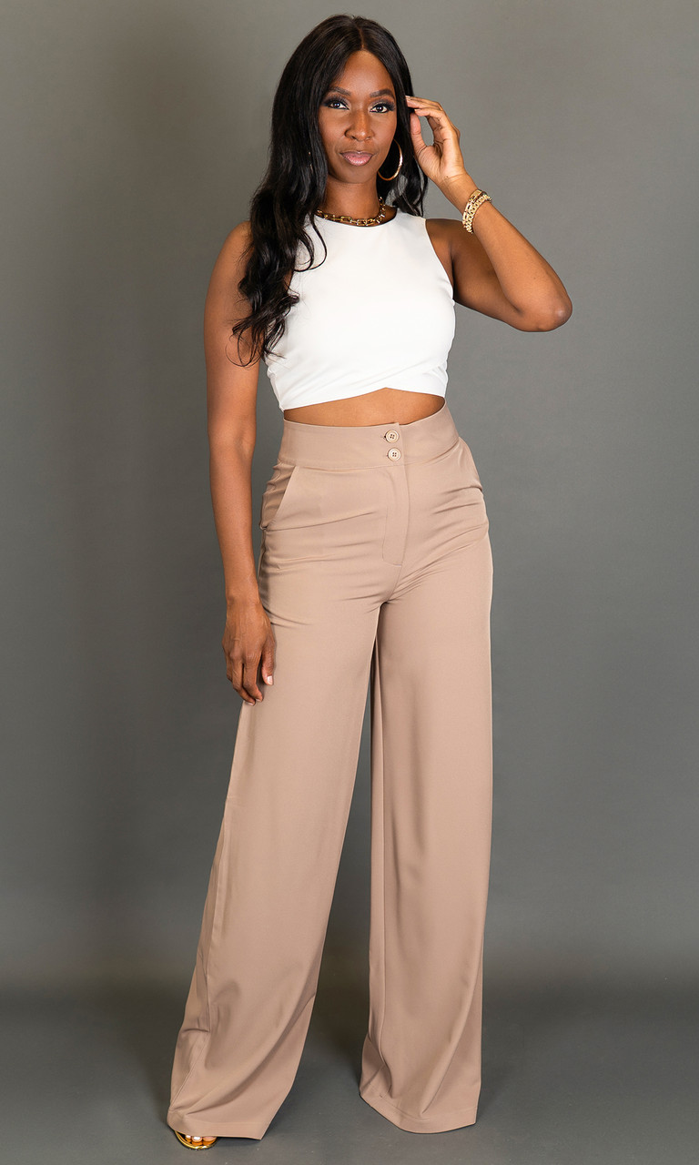 Double Button Pants - Cappuccino
