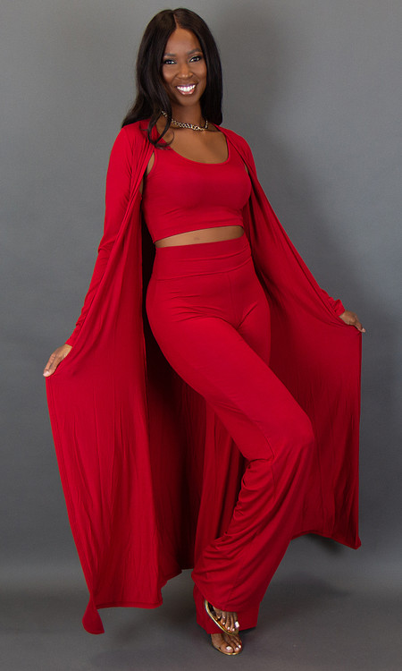 Tall Women's Long Red Duster | Tall Sweaters |Prissy Duck