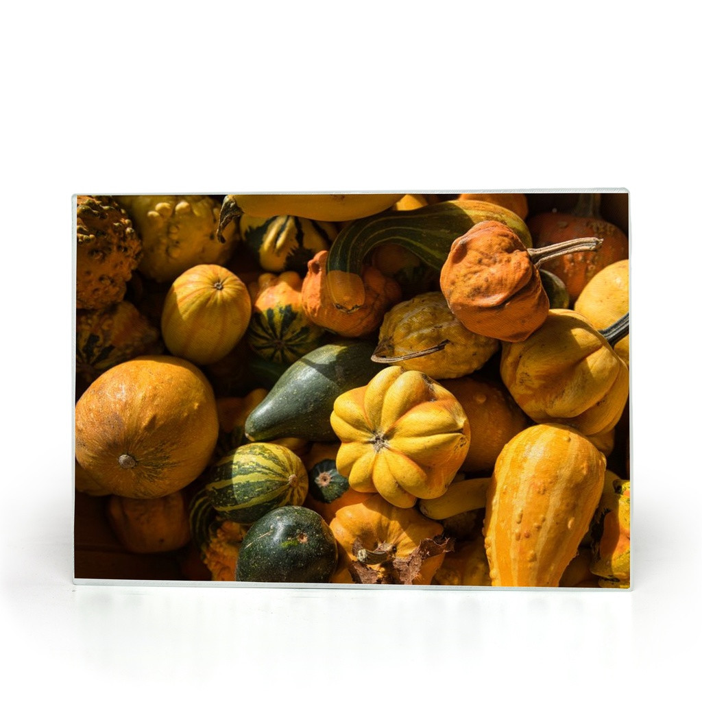 Glass Cutting Boards - Fall Farm Stand Gourds - Made From RI