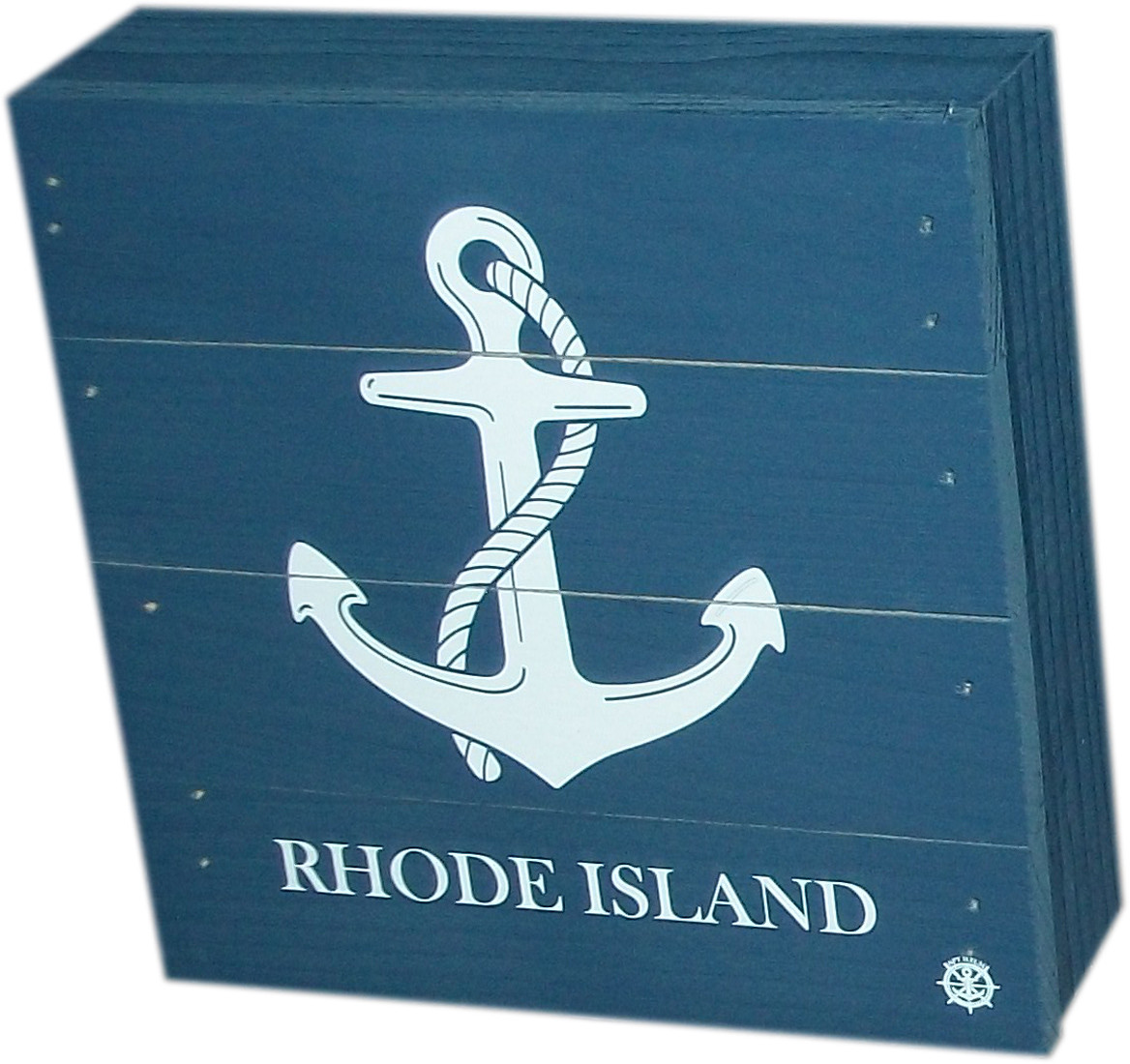 Wood Box Shelf Sitter- Anchor with Rhode Island - Made From RI