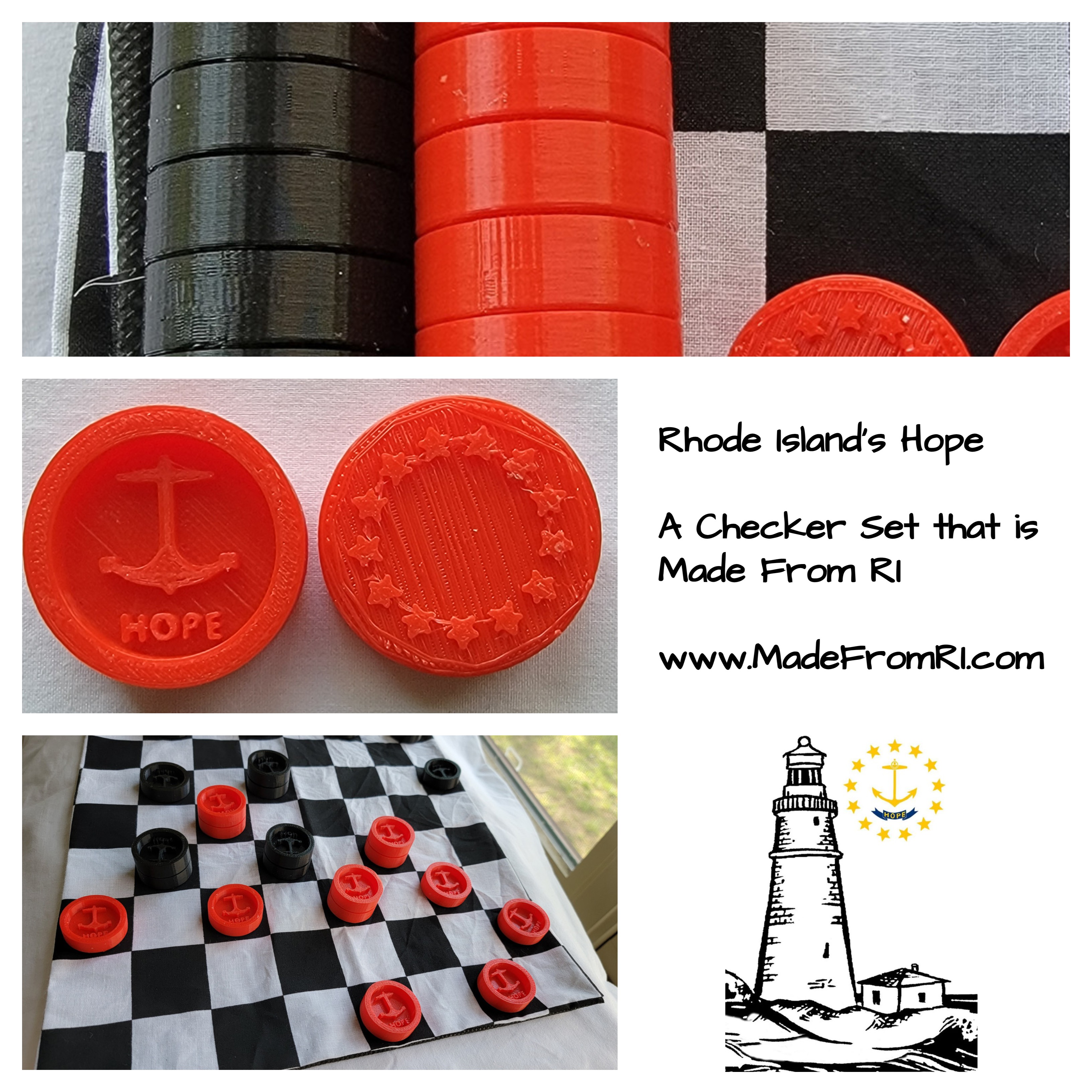 Presenting the Made From RI Hope Anchor and 13 Stars Checkers Set ...