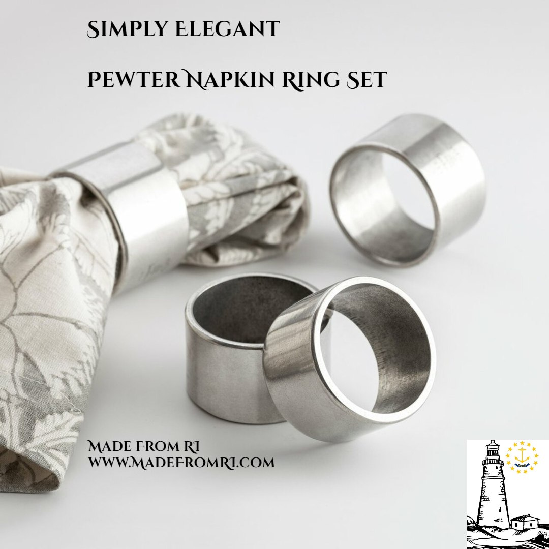 Simply Elegant - Pewter Napkin Ring Set - Made From RI