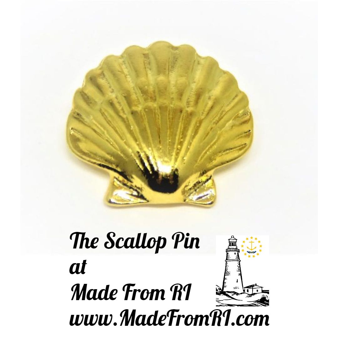 Handmade Scallop Shell Pin - Made From RI - Made From RI
