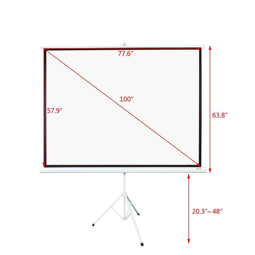 Leadzm 100 INCH 4:3 HD Portable Pull Up Projector Screen Home Theater ...
