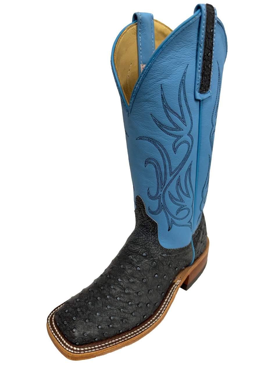 Women's Anderson Bean 0766 Blue and Denim Full Quill Ostrich with ...